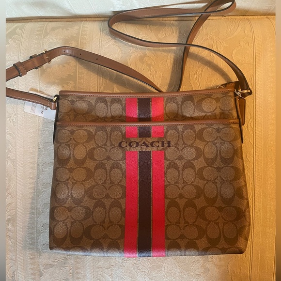 Coach | Bags | Coach Varsity Stripe File Bag Signature | Poshmark